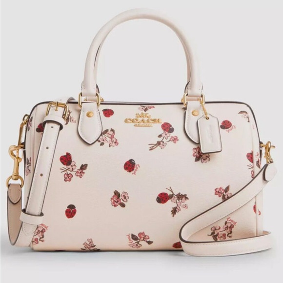 Coach | Bags | Coach Rowan Satchel Ladybug Print White Leather | Poshmark